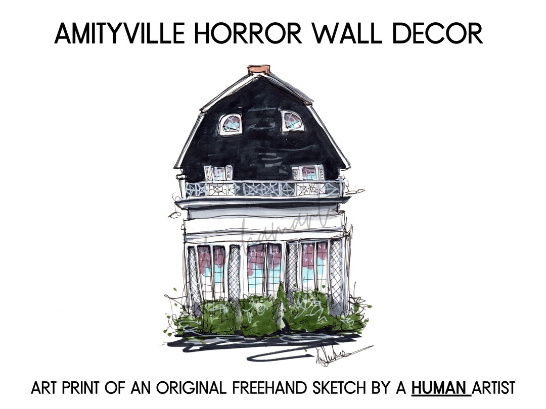 Amityville Horror House Fan Art Print of HANDMADE Drawing, Haunted ...