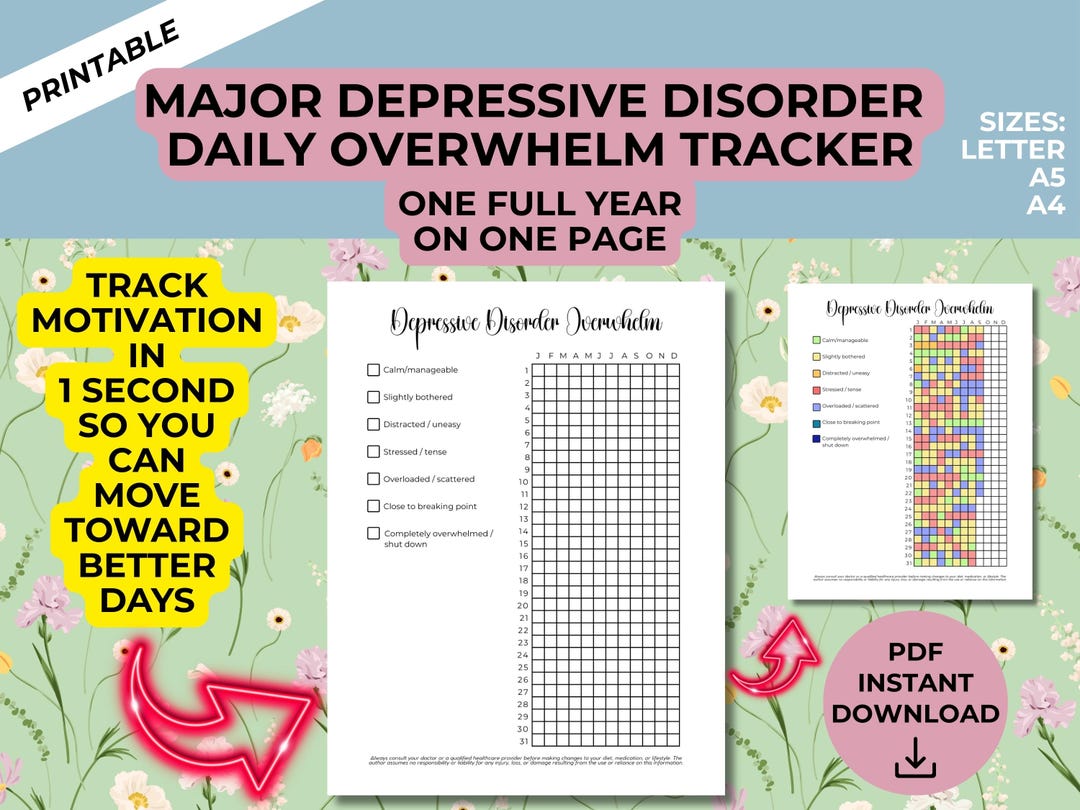 Printable Major Depressive Disorder Daily Overwhelm Tracker PDF ...