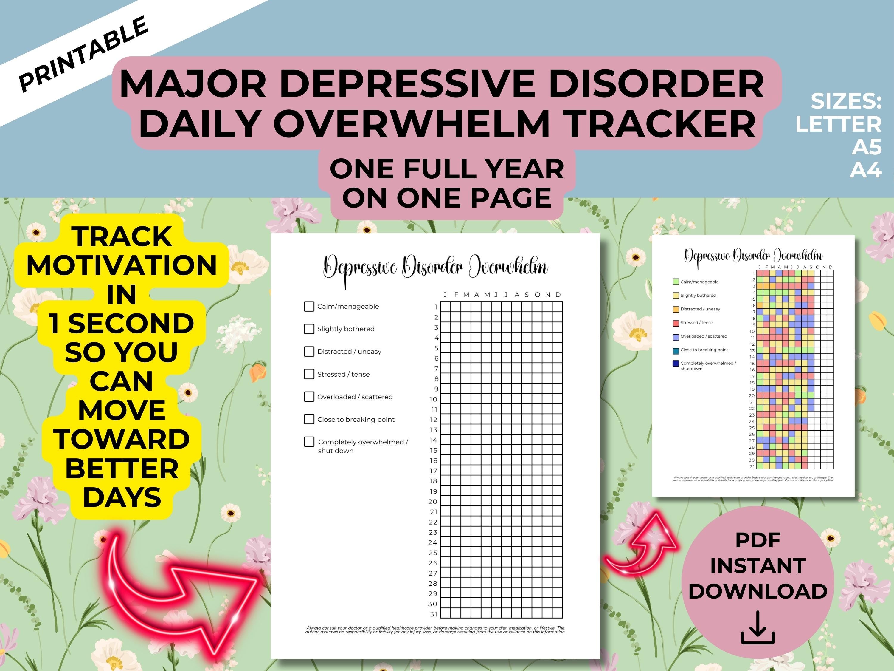 Printable Major Depressive Disorder Daily Overwhelm Tracker PDF ...