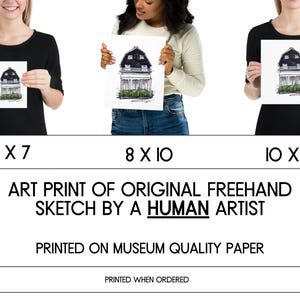 Amityville Horror House Fan Art Print of HANDMADE Drawing, Haunted ...