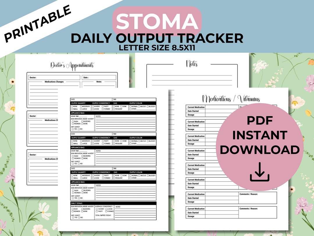 Stoma Daily Output Tracker Planner, Crohn’s Disease Colostomy Bag ...