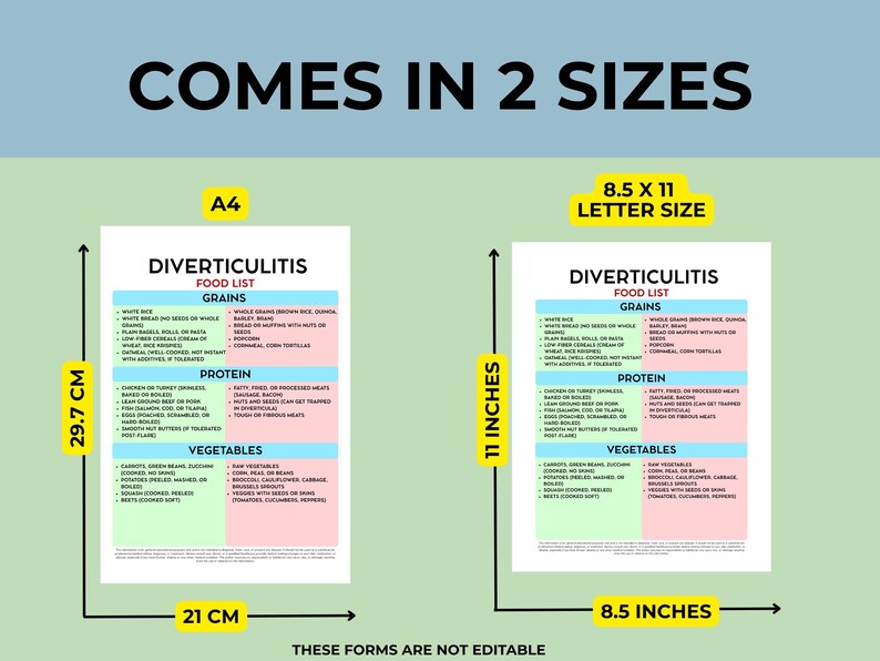 Printable Diverticulitis Food List PDF, Ulcerative Colitis Diet Journal, Crohn's Disease Meal ...