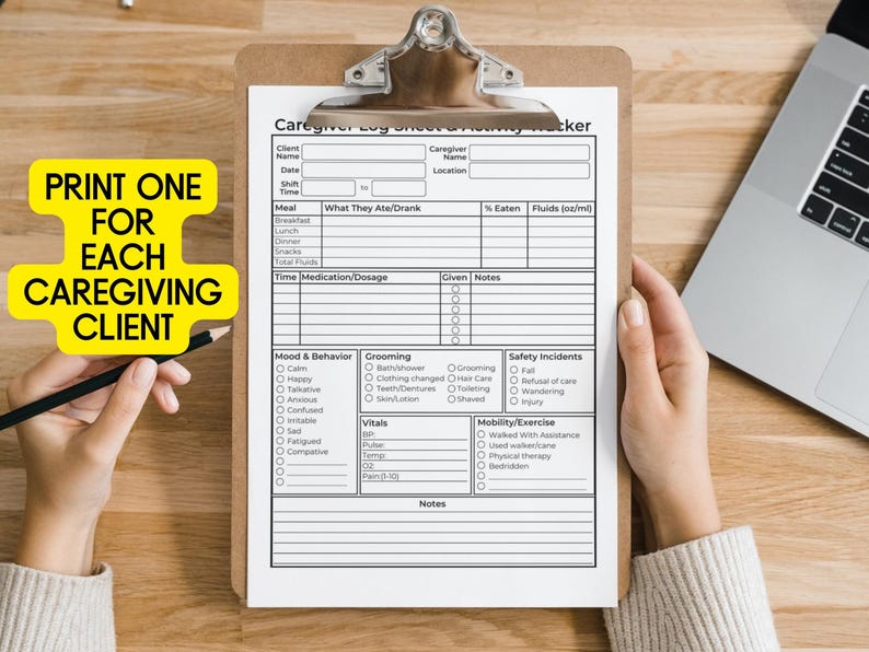 Printable Caregiver Log Sheet & Activity Tracker, Daily Dementia Care ...