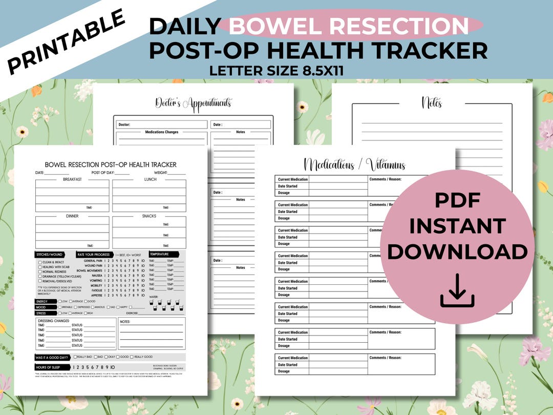 Bowel Resection Post-op Health Planner, Crohn’s Surgery Recovery ...
