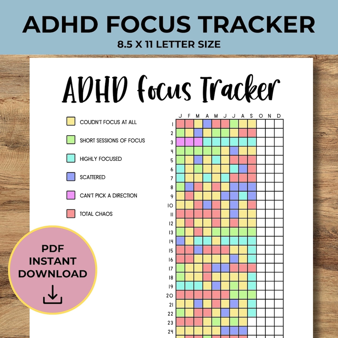 ADHD Focus Habit Tracker PDF, Printable Journal Page, Adult ...