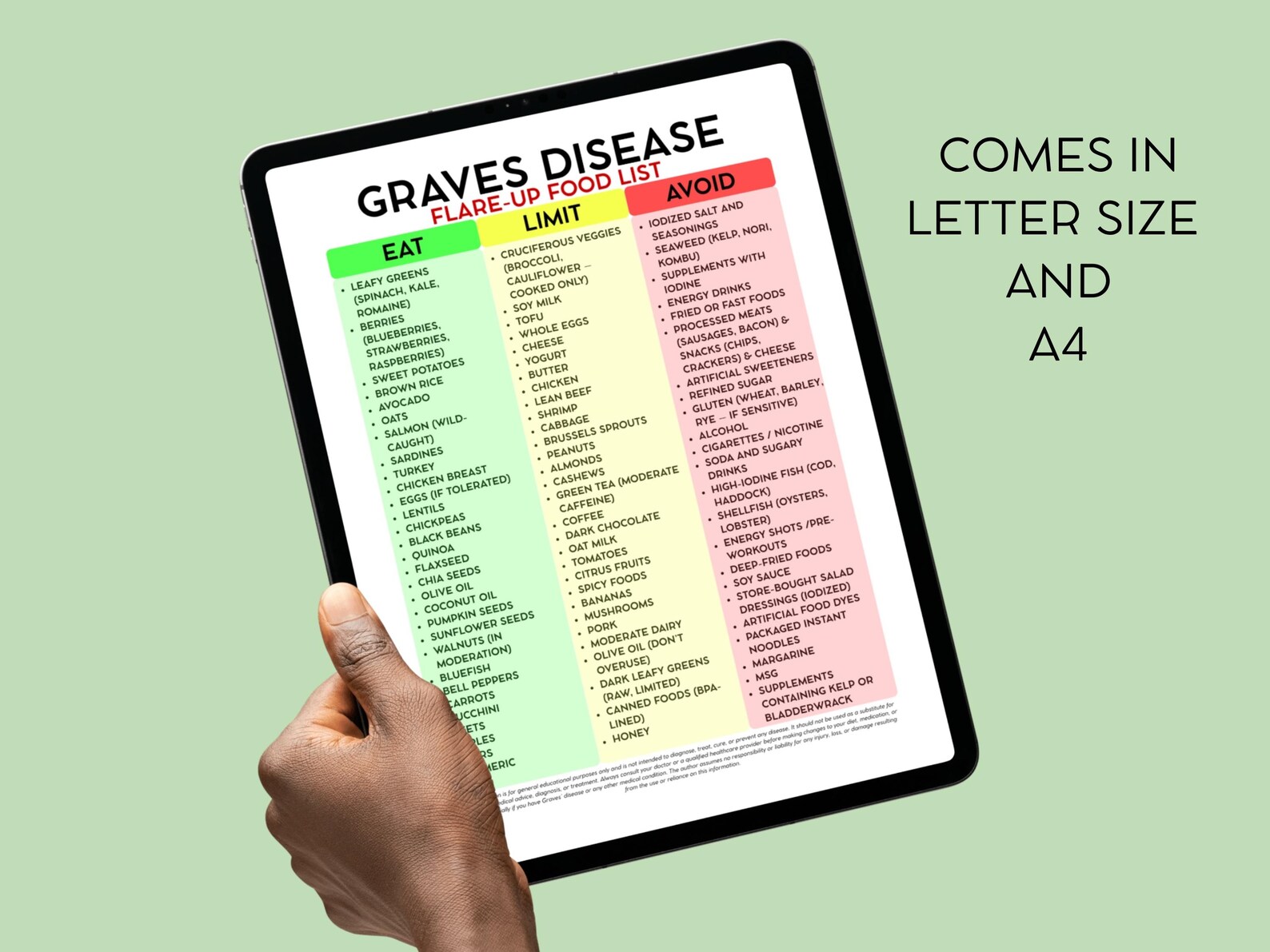Printable Graves Disease Food List, Thyroid Diet Health Guide ...