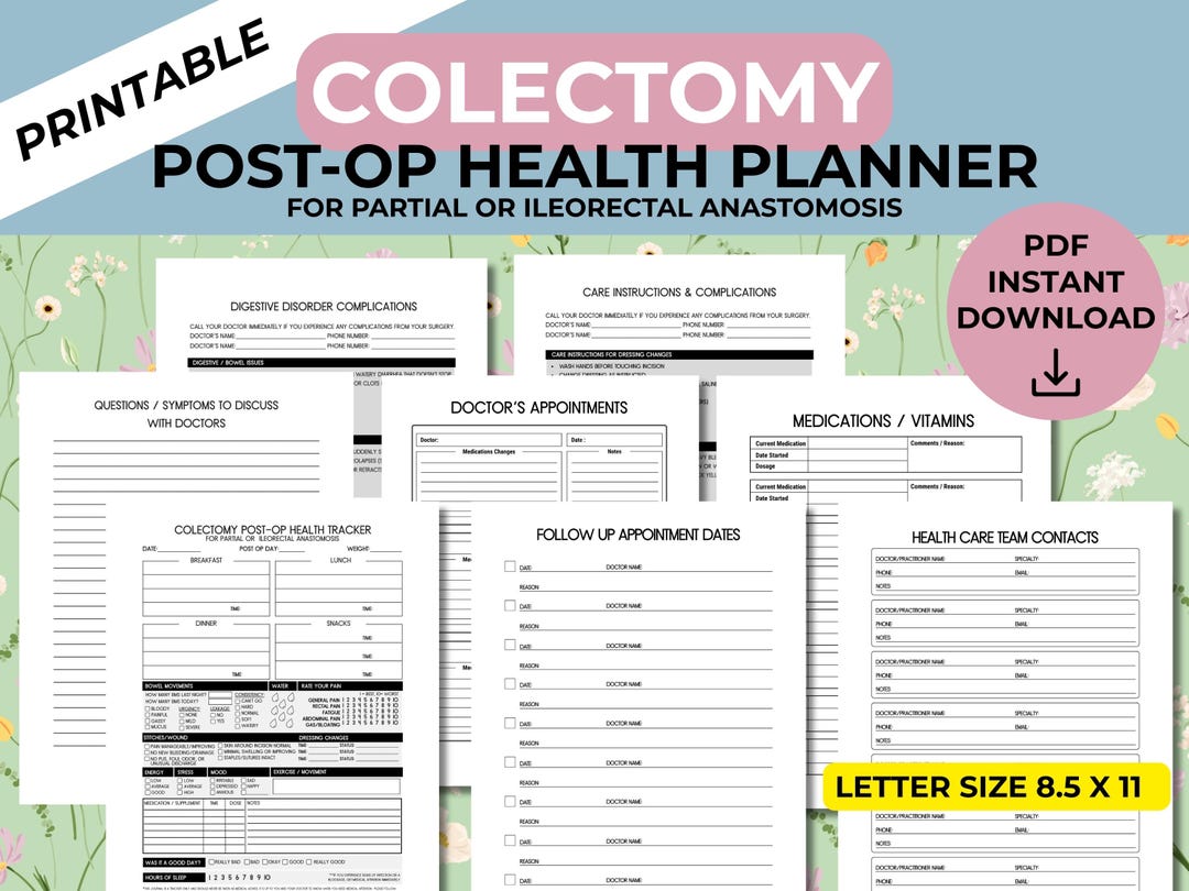 Daily Colectomy Post-op Health Planner, Crohn’s Surgery Recovery ...