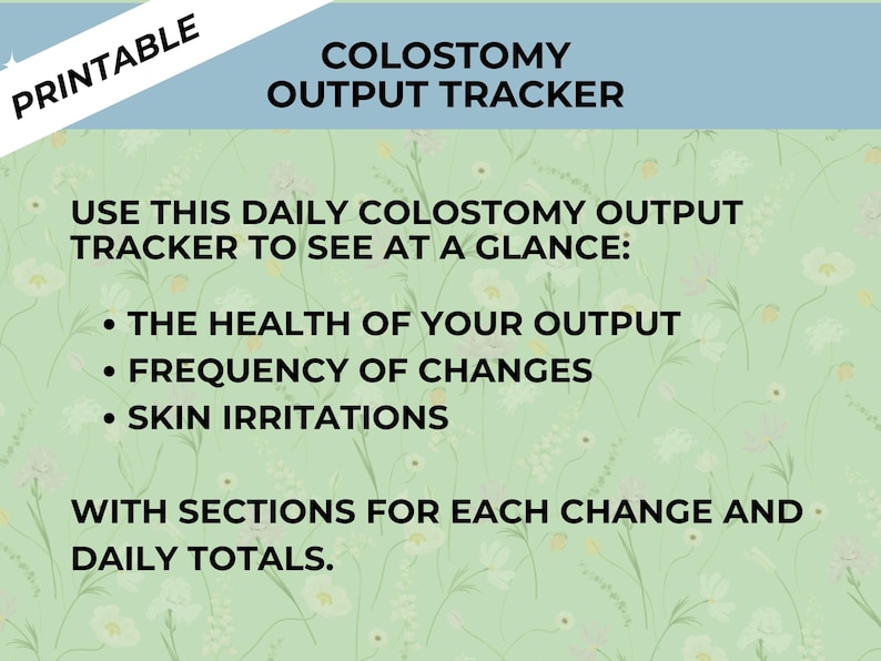 Colostomy Daily Output Tracker Chart, Crohn’s Disease Journal, Colitis ...