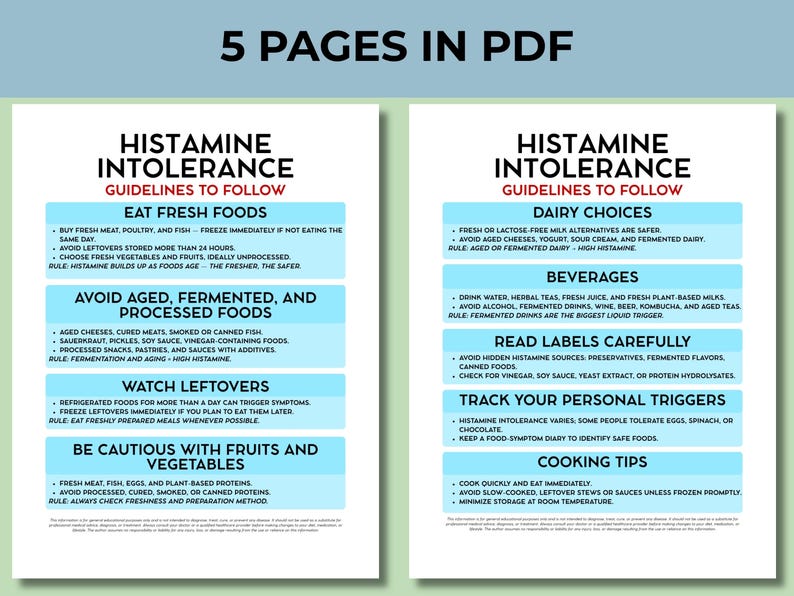 Printable Histamine Intolerance Food List PDF, Mast Cell MCAS Diet ...