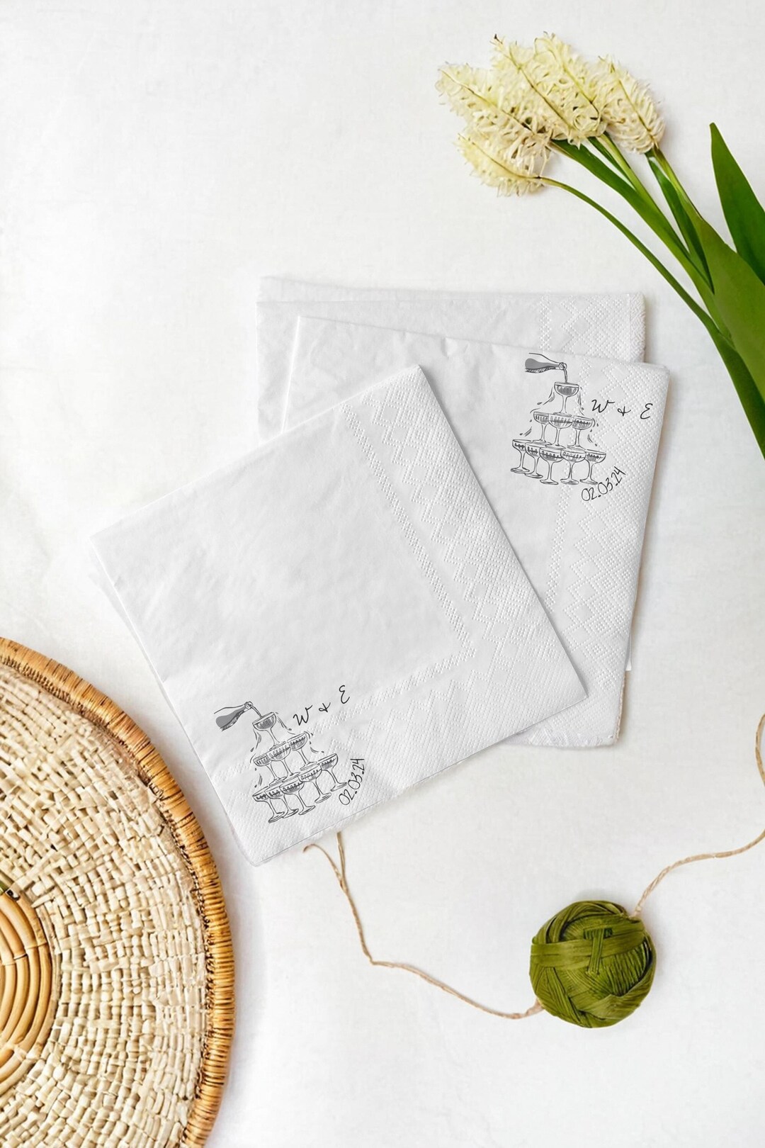 Custom Champagne Tower Napkin, Logo Cocktail Napkins, Wedding, Party ...