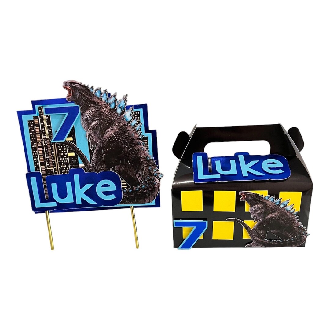 12 Godzilla Boxes and Cake Topper - Etsy