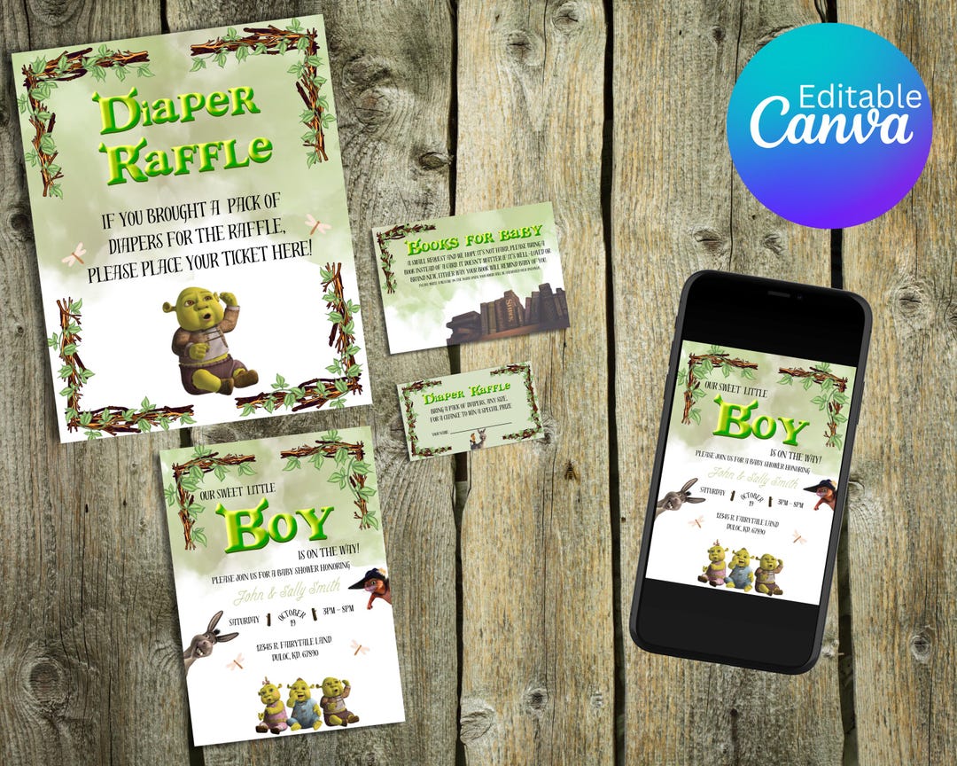 Ogre Theme Boy Baby Shower Invitation Package (digital Download) - Etsy