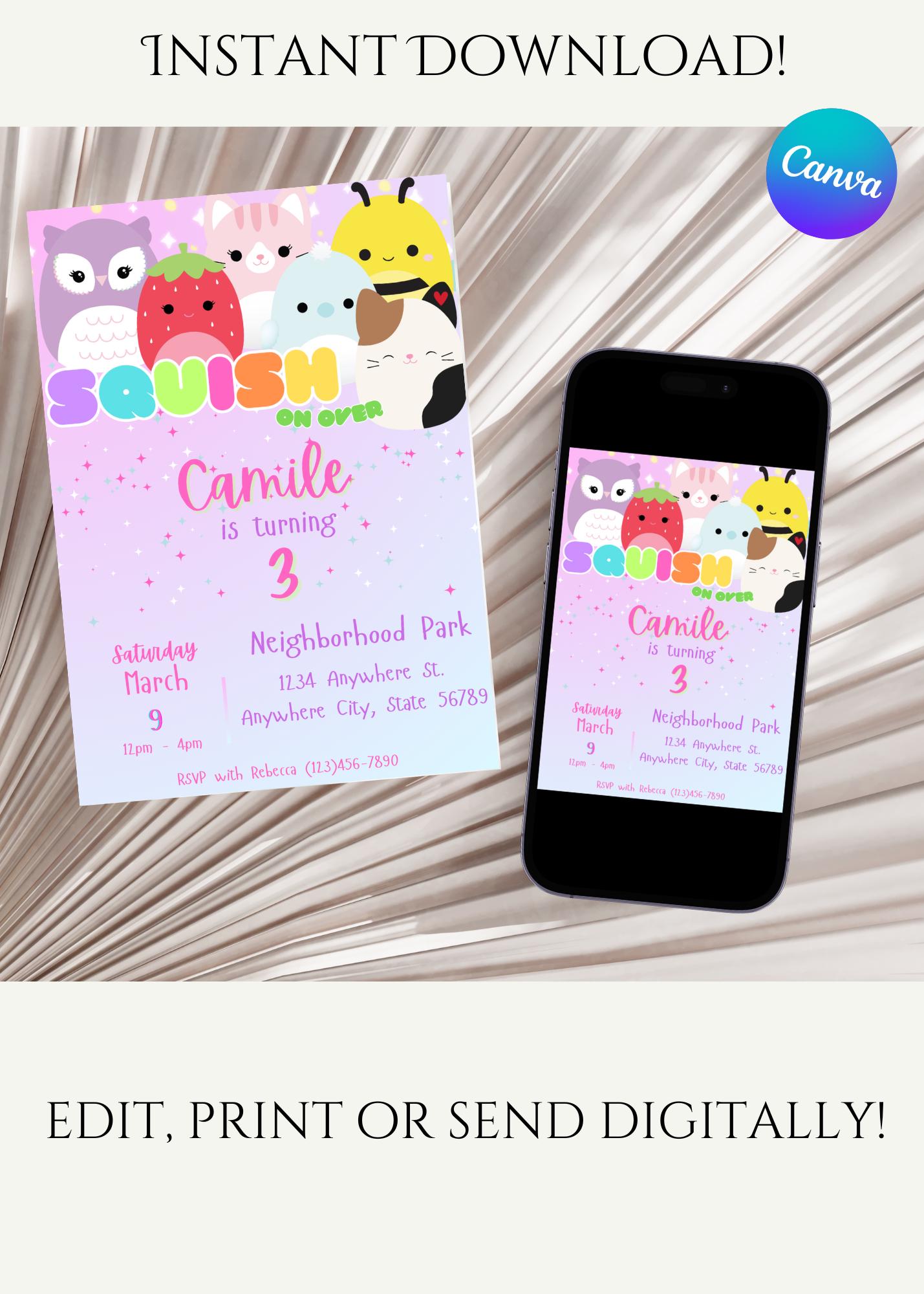 Squishmallow Birthday Invitation - Etsy