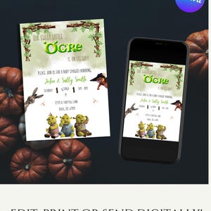 Shrek Theme Baby Shower Editable Invitation - Etsy