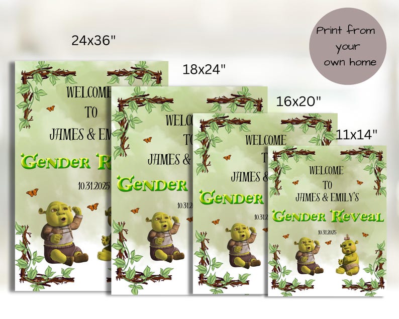 Ogre Gender Reveal Welcome Sign Canva Editable - Etsy