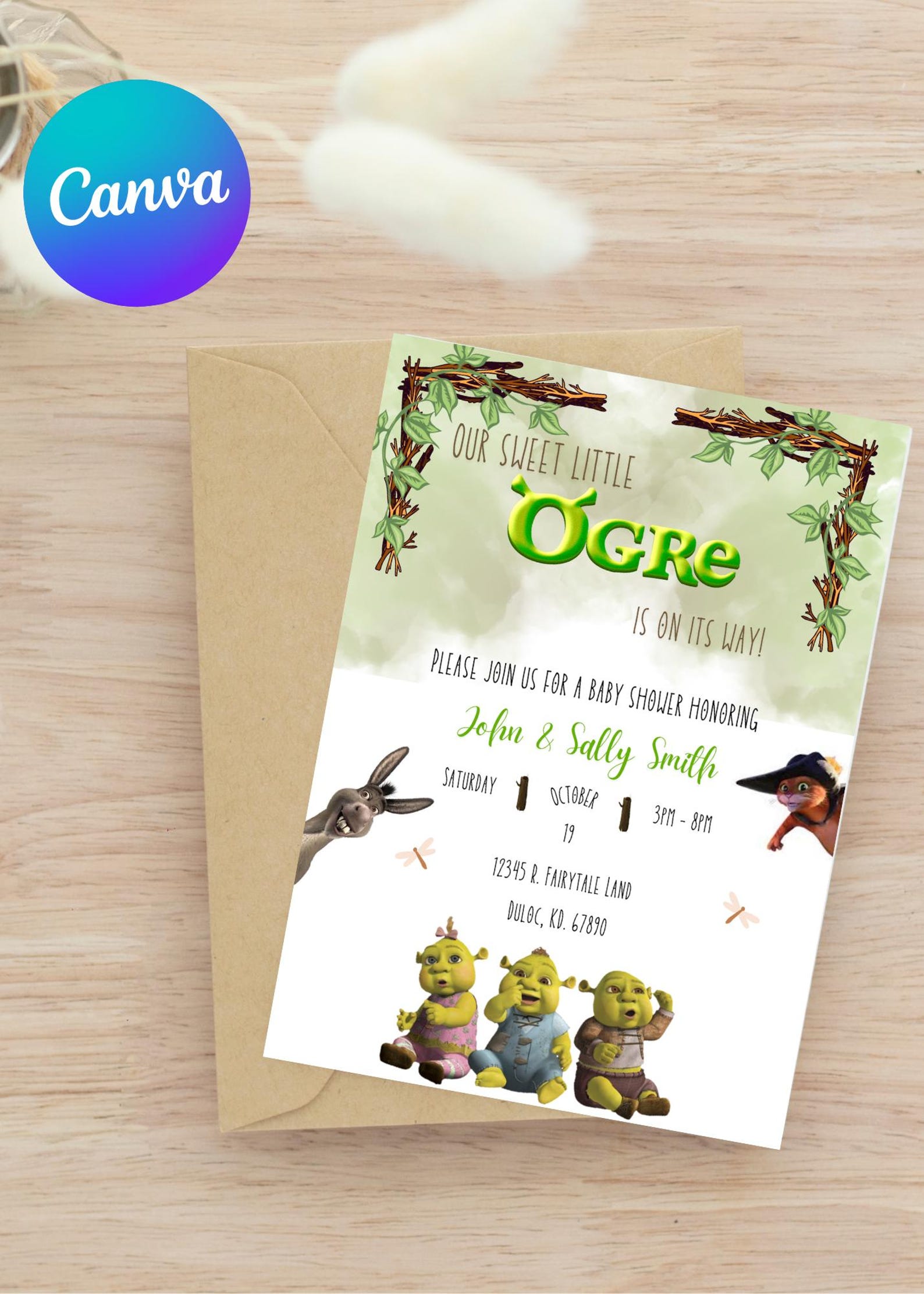 Shrek Theme Baby Shower Editable Invitation - Etsy
