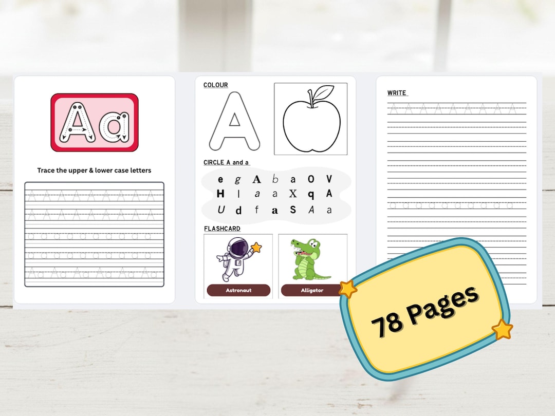 Alphabet Tracing & Activity Workbook (A–Z PDF for Kids) - Etsy
