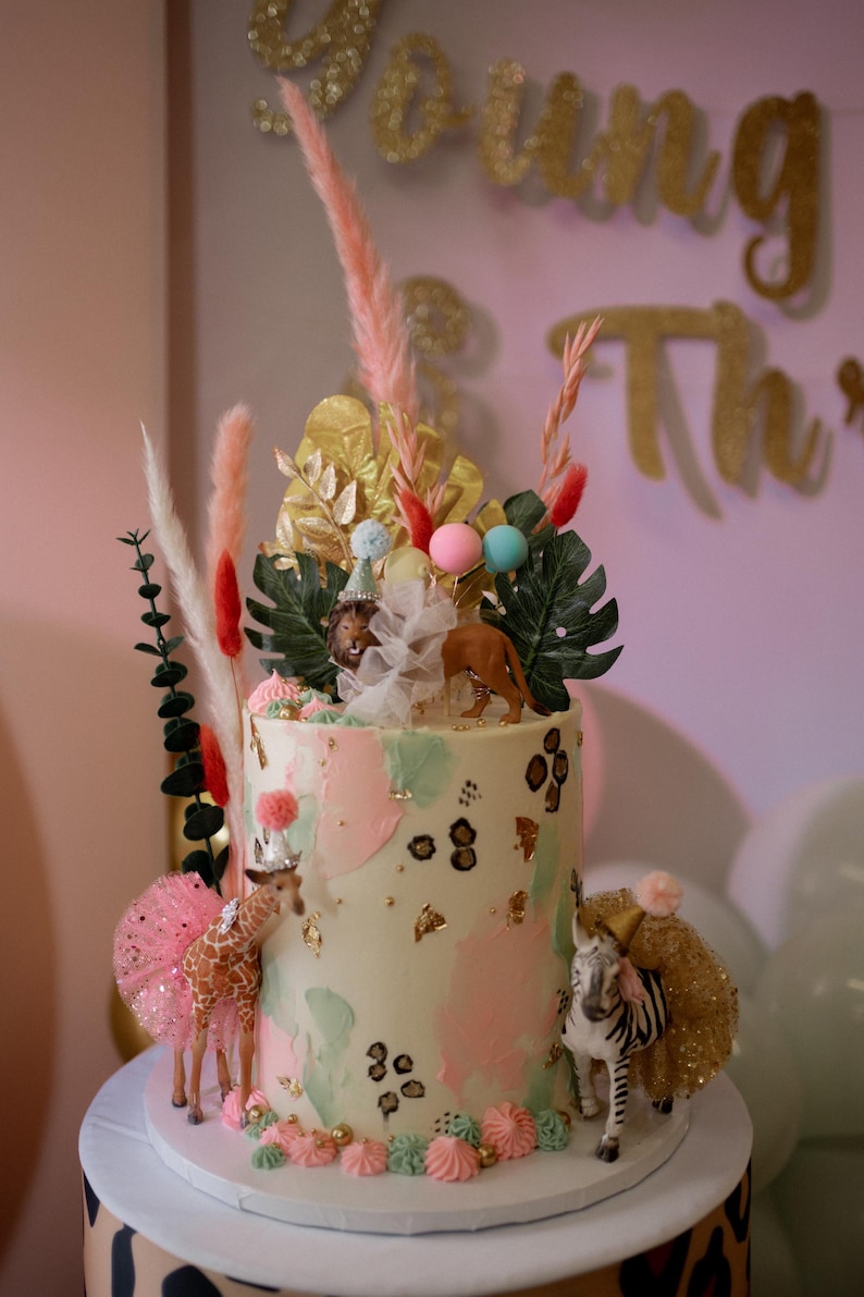 Wild Safari Animal Cake Toppers. Young Wild and Three Birthday Party ...