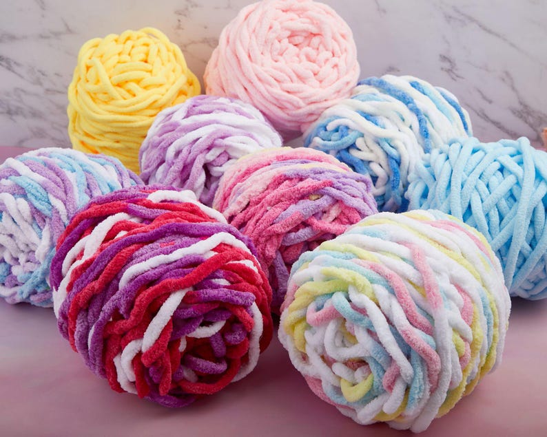 Premium Crochet Chenille Yarn,7mm Chenille Scarf Yarn, 100gram Knitting ...
