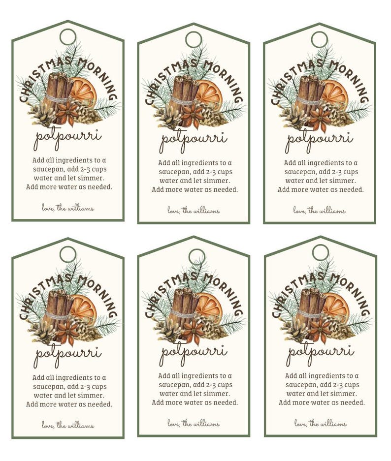 Christmas Potpourri Gift Tag, Editable Template (digital Download) - Etsy