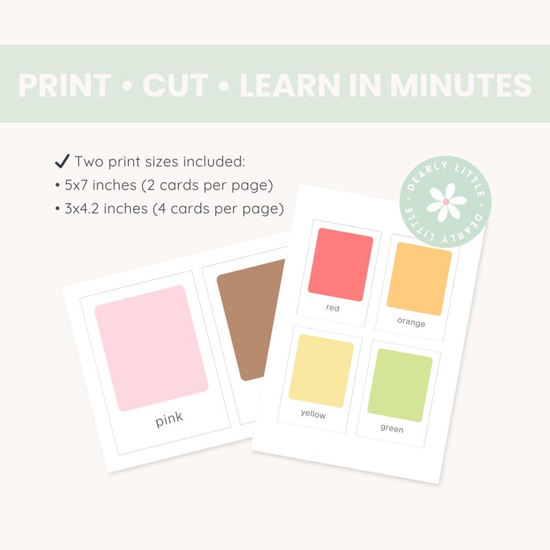 Pastel Color Flashcards: Montessori Toddler Learning (digital Download ...