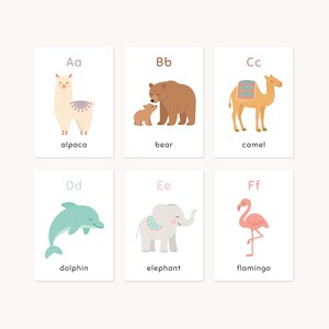 Printable Animal Alphabet Flashcards, Pastel Nursery Decor, Classroom ...