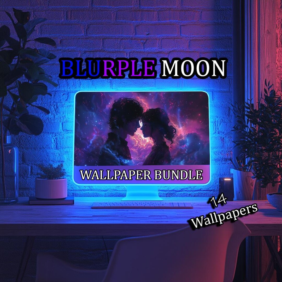 Anime Desktop Wallpaper Lo-fi Blurple Moon Background for Pc, Mac ...