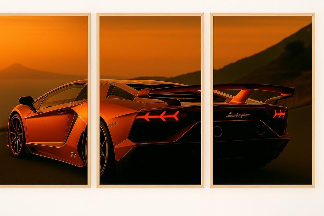 Lamborghini Aventador SVJ Sunset Poster | Luxury Supercar Wall Art for ...
