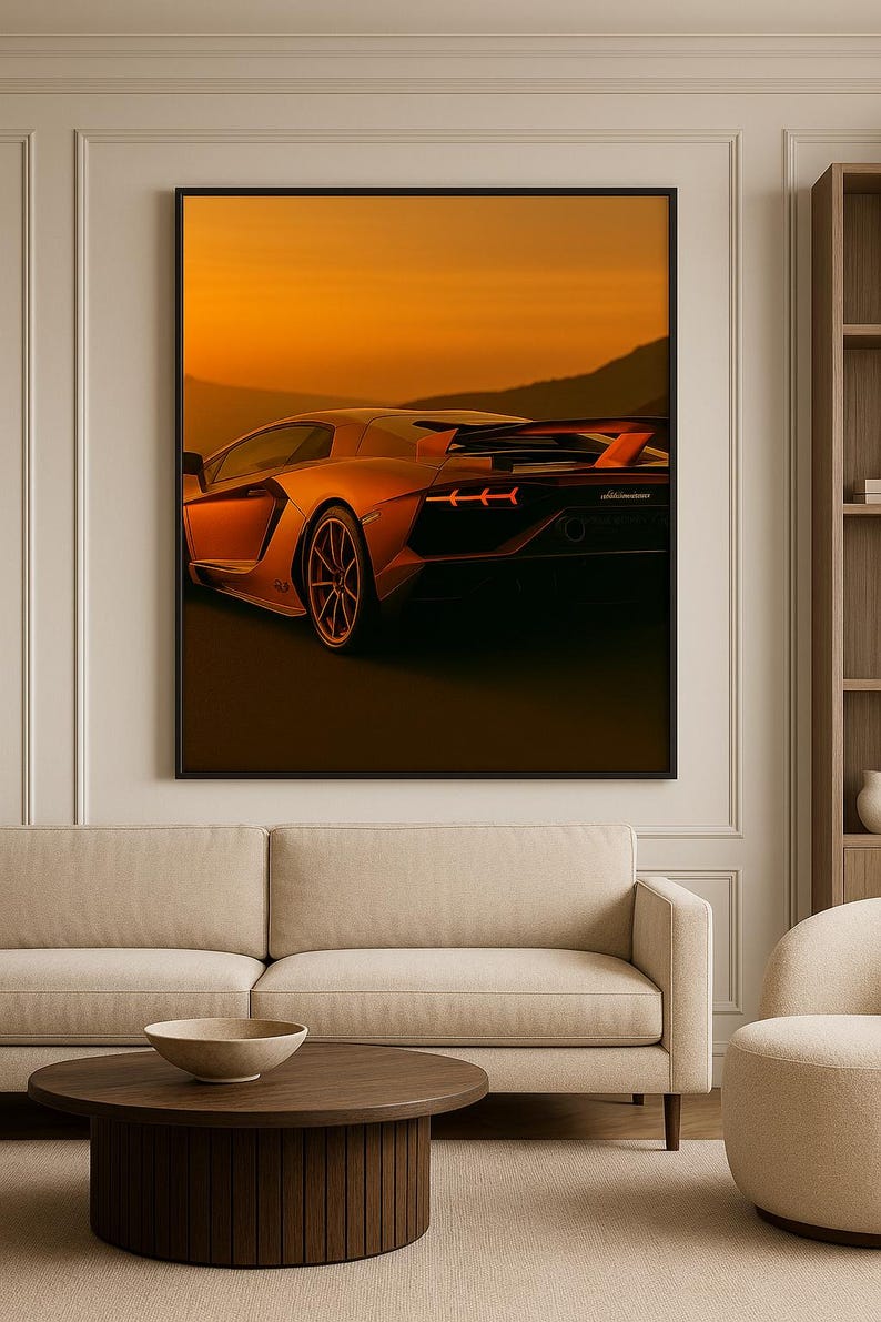 Lamborghini Aventador SVJ Sunset Poster | Luxury Supercar Wall Art for ...