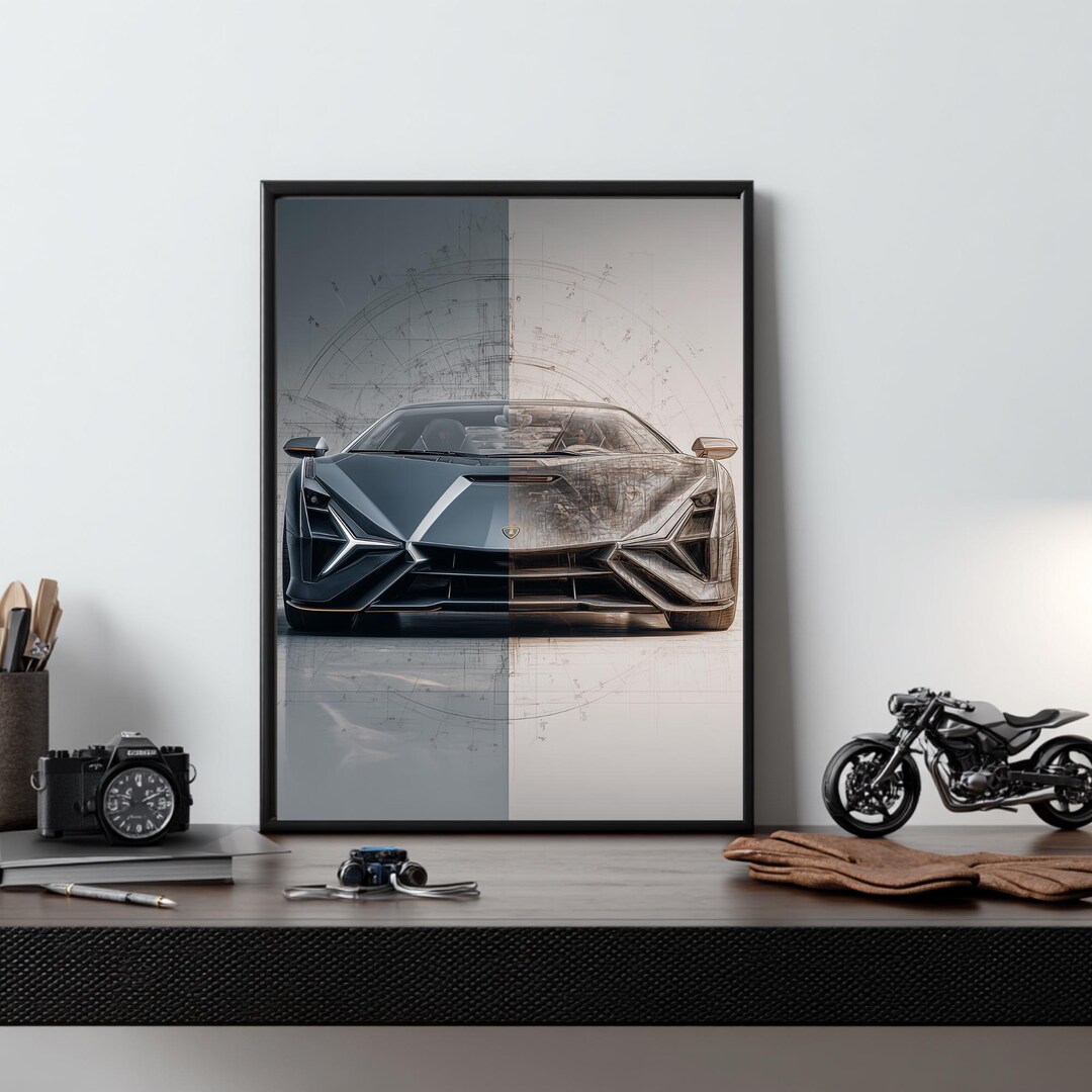 Lamborghini Revuelto Split View Art: Luxury Car Poster (digital ...