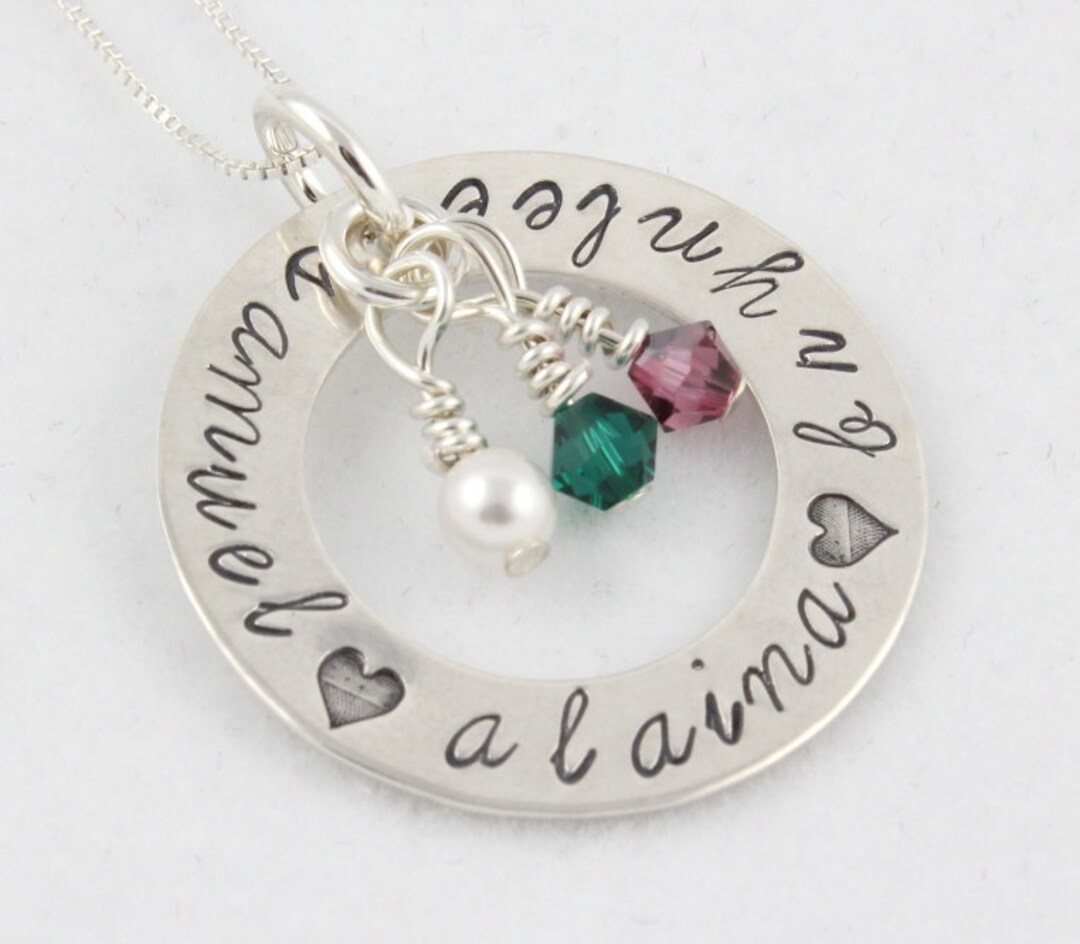 Personalized Birthstone Necklace - Sterling Silver Necklace - Birth ...