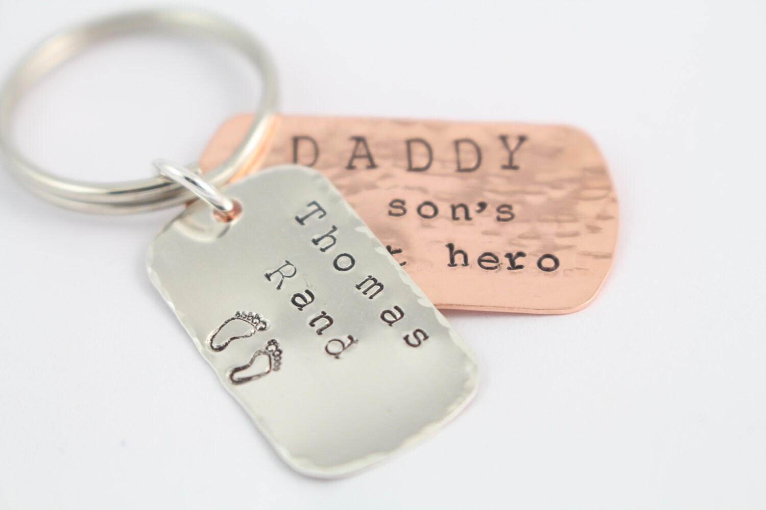 Father's Day Gift for Dad - Dog Tag Keychain - Personalized Key Chain ...