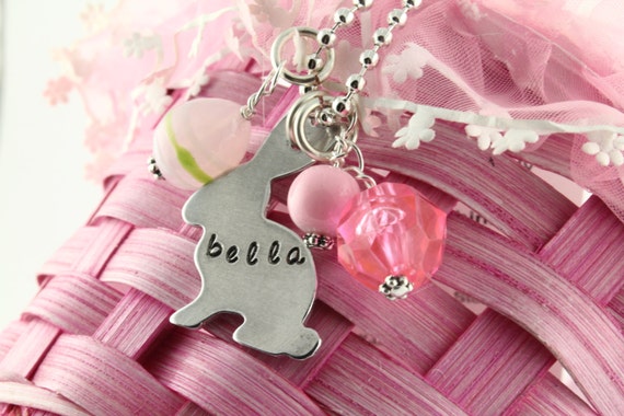 Items similar to Easter Bunny Necklace - Easter Charm Necklace - Egg ...