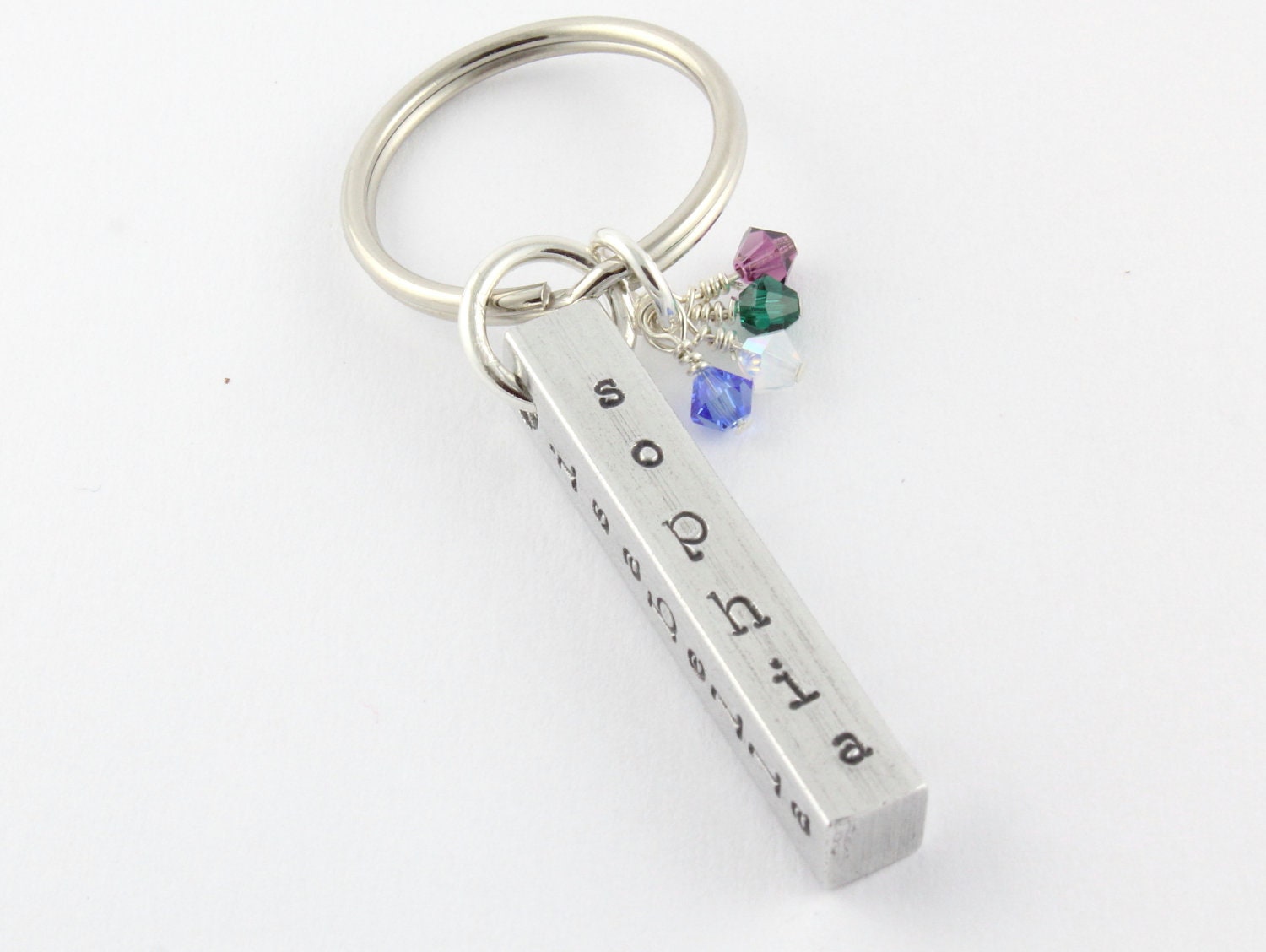 Bar Keychain Birthstone Keychain Custom Key Ring | Etsy