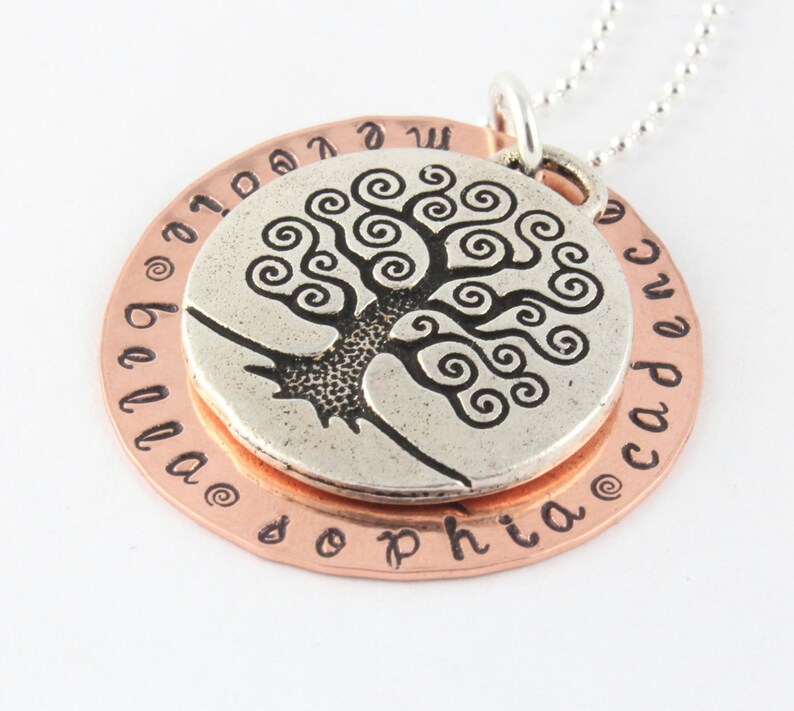 Personalized Copper Tree of Life Necklace Custom Hand - Etsy