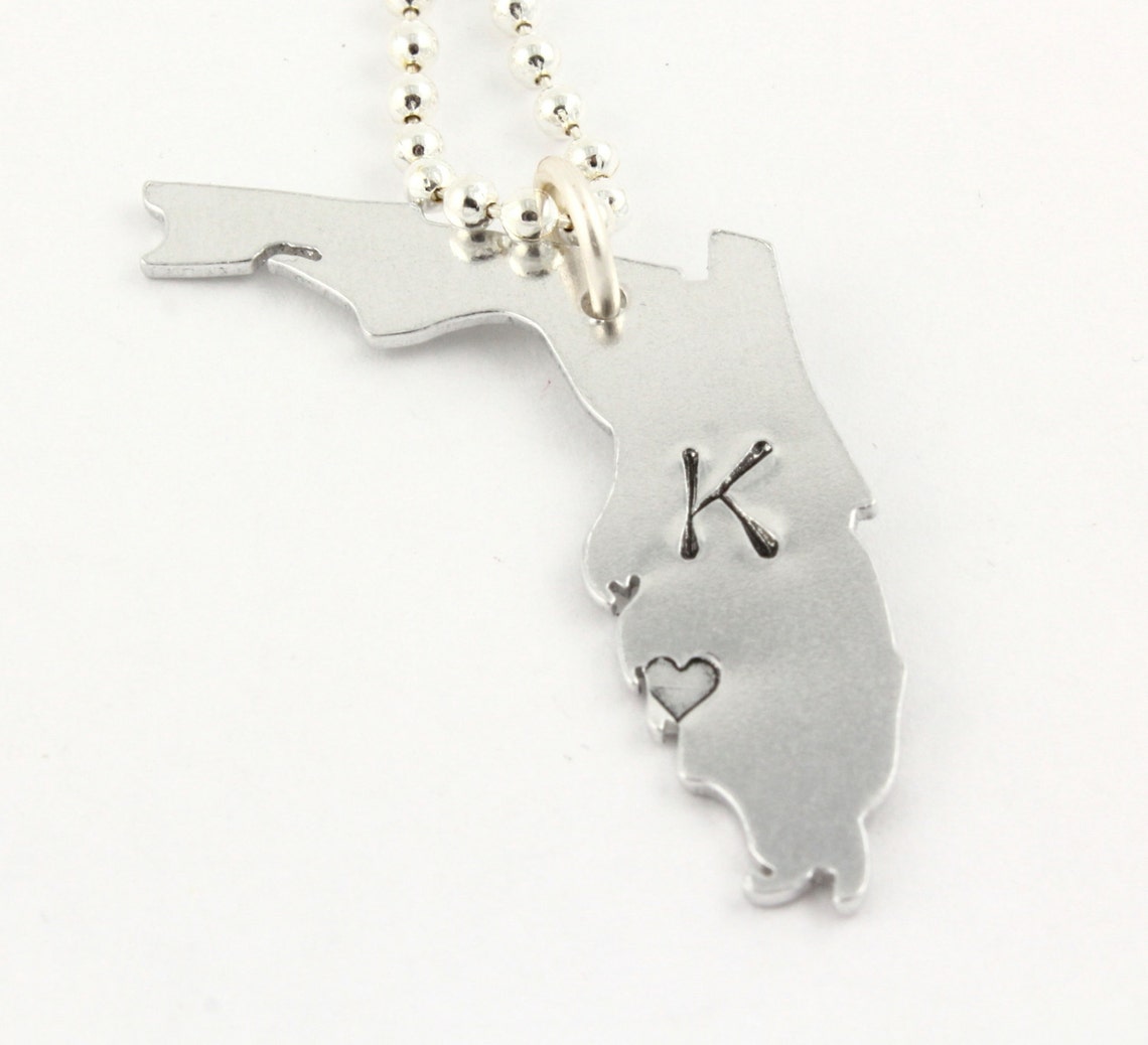 Personalized State of Florida Necklace - Florida State - Hand Stamped ...
