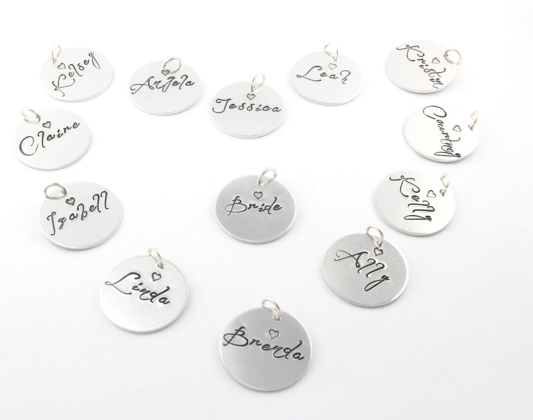 Personalized Hand Stamped Bridal Shower Party Tag - Charm - Name Tags ...