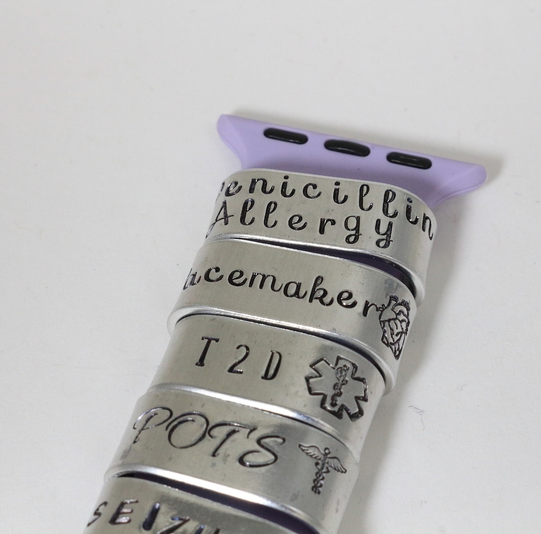 Personalized Medical Alert Watch Band Charms, Medical ID Tag, Smart ...