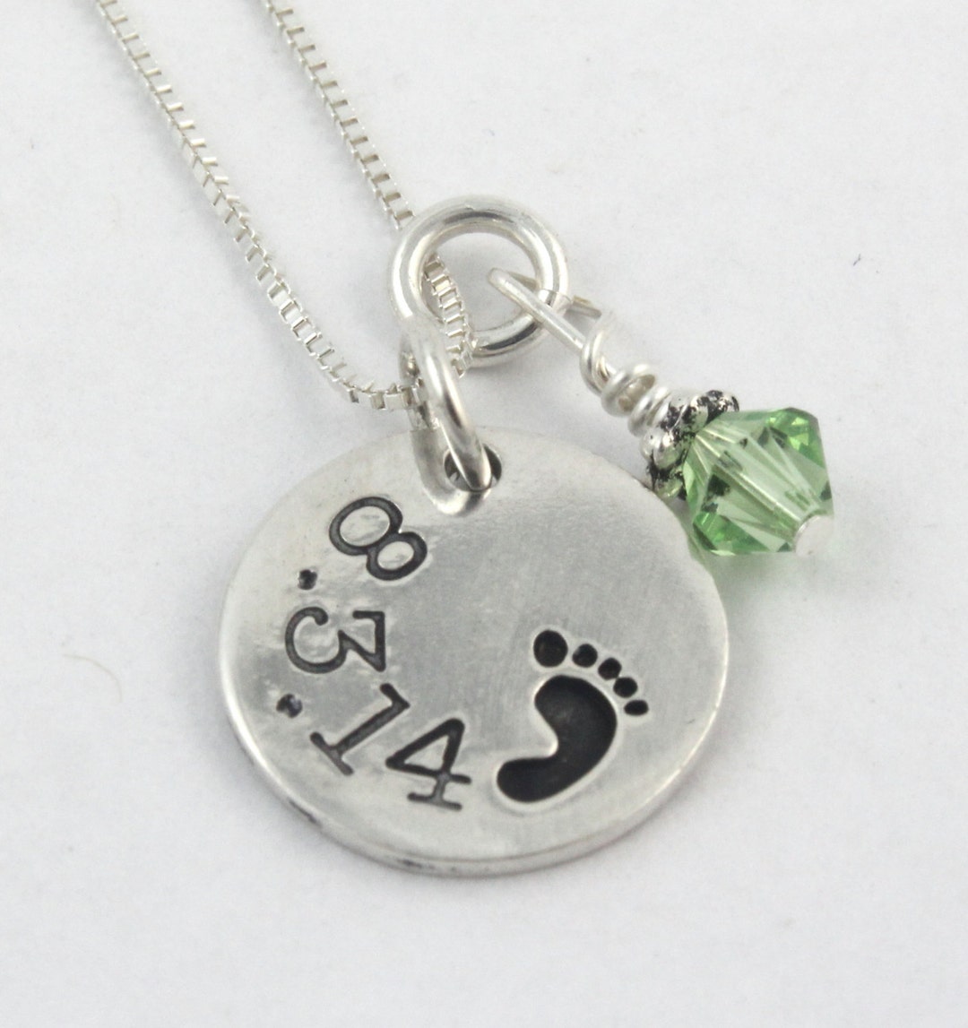 Personalized Sterling Silver Baby Foot Birthstone Necklace - Custom ...