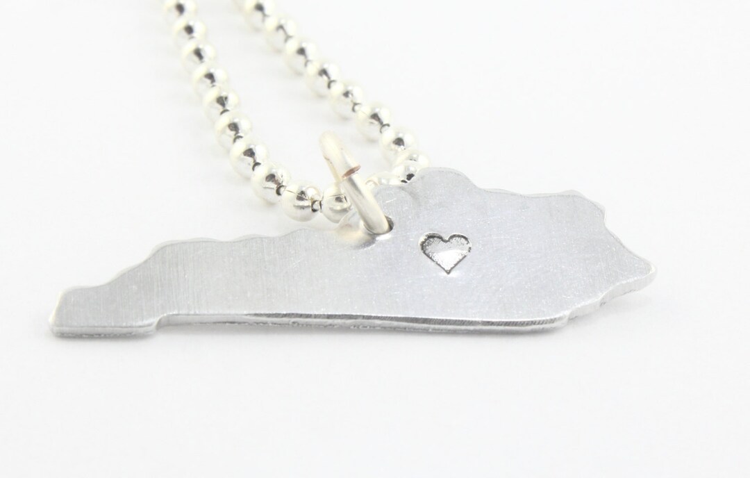 Personalized State of Kentucky Necklace - Hand Stamped State Outline ...