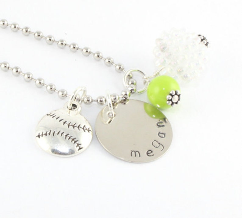 Softball Charm Necklace Softball Necklace Softball Player | Etsy