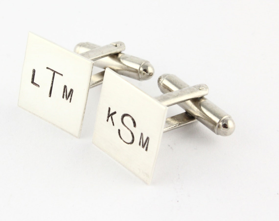 Personalized Square Cufflinks - Sterling Silver Cufflinks - Monogram ...