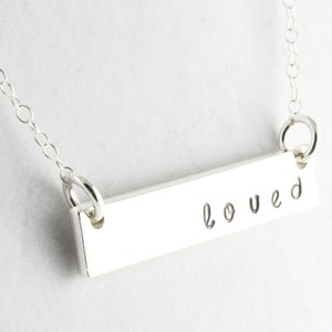 Personalized Rectangle Bar Necklace - Double Sided Handstamped Gift ...
