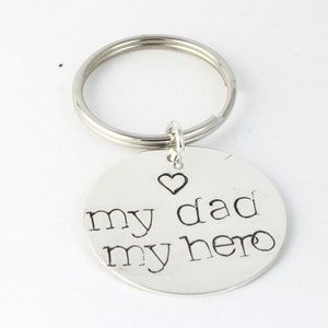 Hero Keychain - Custom Key Ring - Sterling Silver Keychain - Father's ...