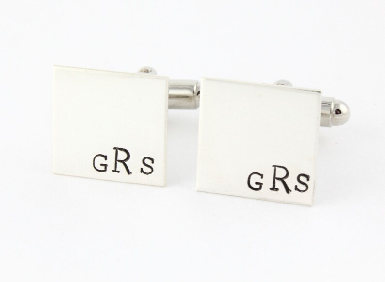 Initials Cufflinks Square Cufflinks Personalized Cufflinks | Etsy