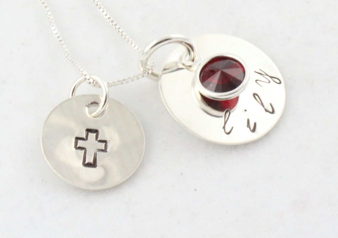 First Communion Gift - Personalized Cross Necklace - Sterling Silver ...