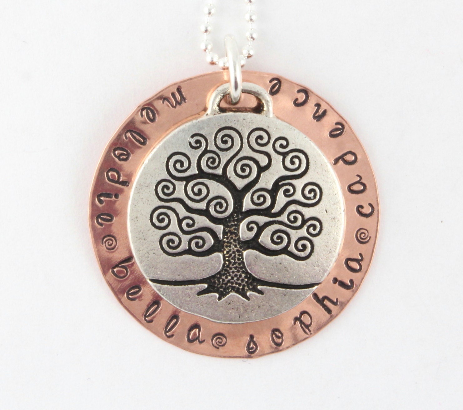 Personalized Copper Tree of Life Necklace Custom Hand | Etsy