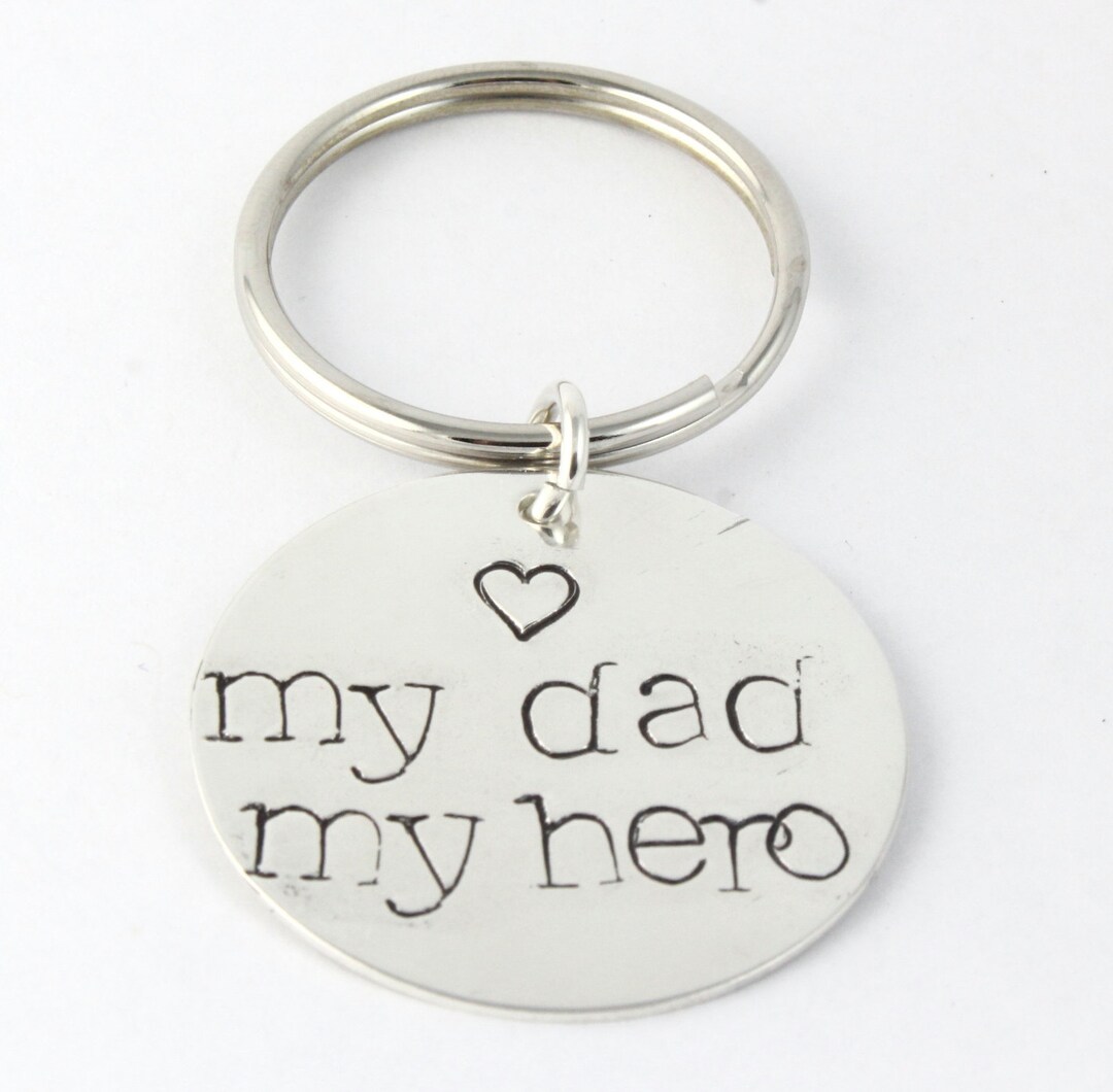 Hero Keychain - Custom Key Ring - Sterling Silver Keychain - Father's ...