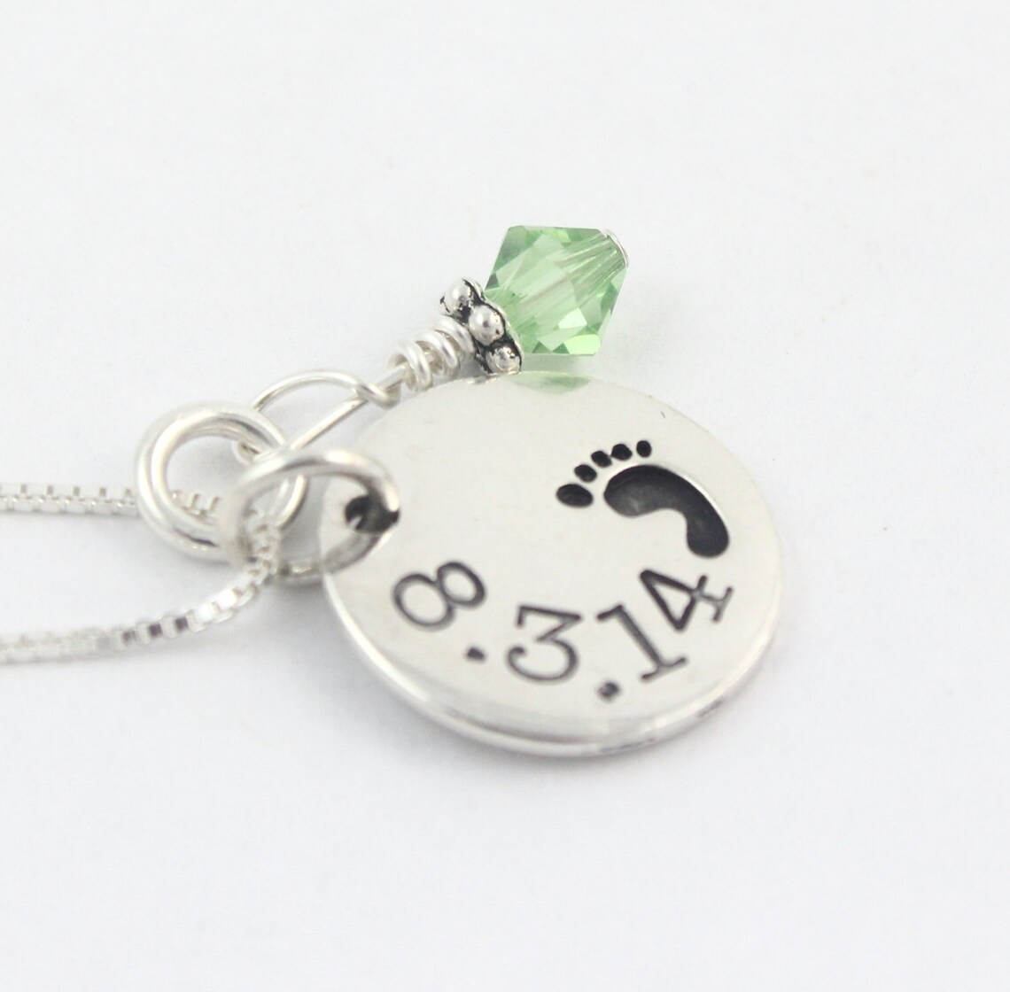 Personalized Sterling Silver Baby Foot Birthstone Necklace - Custom ...