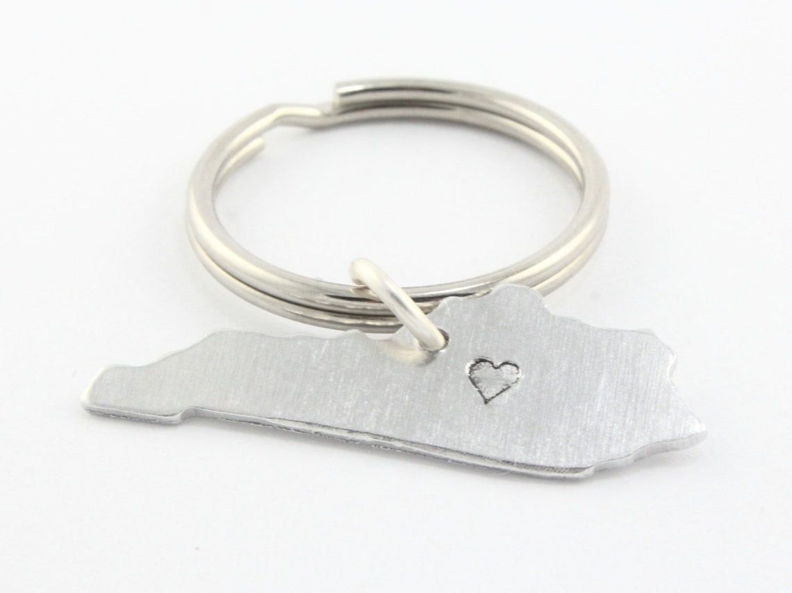 Personalized State of Kentucky Keychain - Hand Stamped State Outline ...